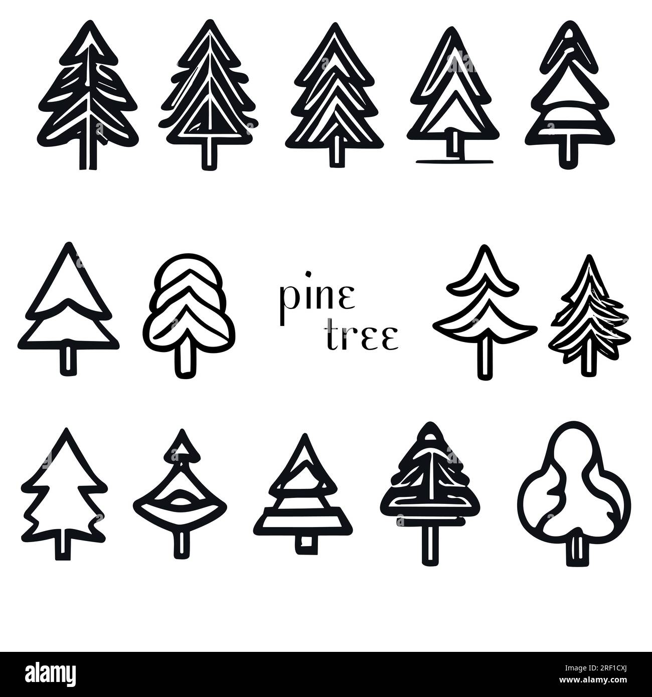 Tree line art vector icon set Stock Vector Image & Art - Alamy