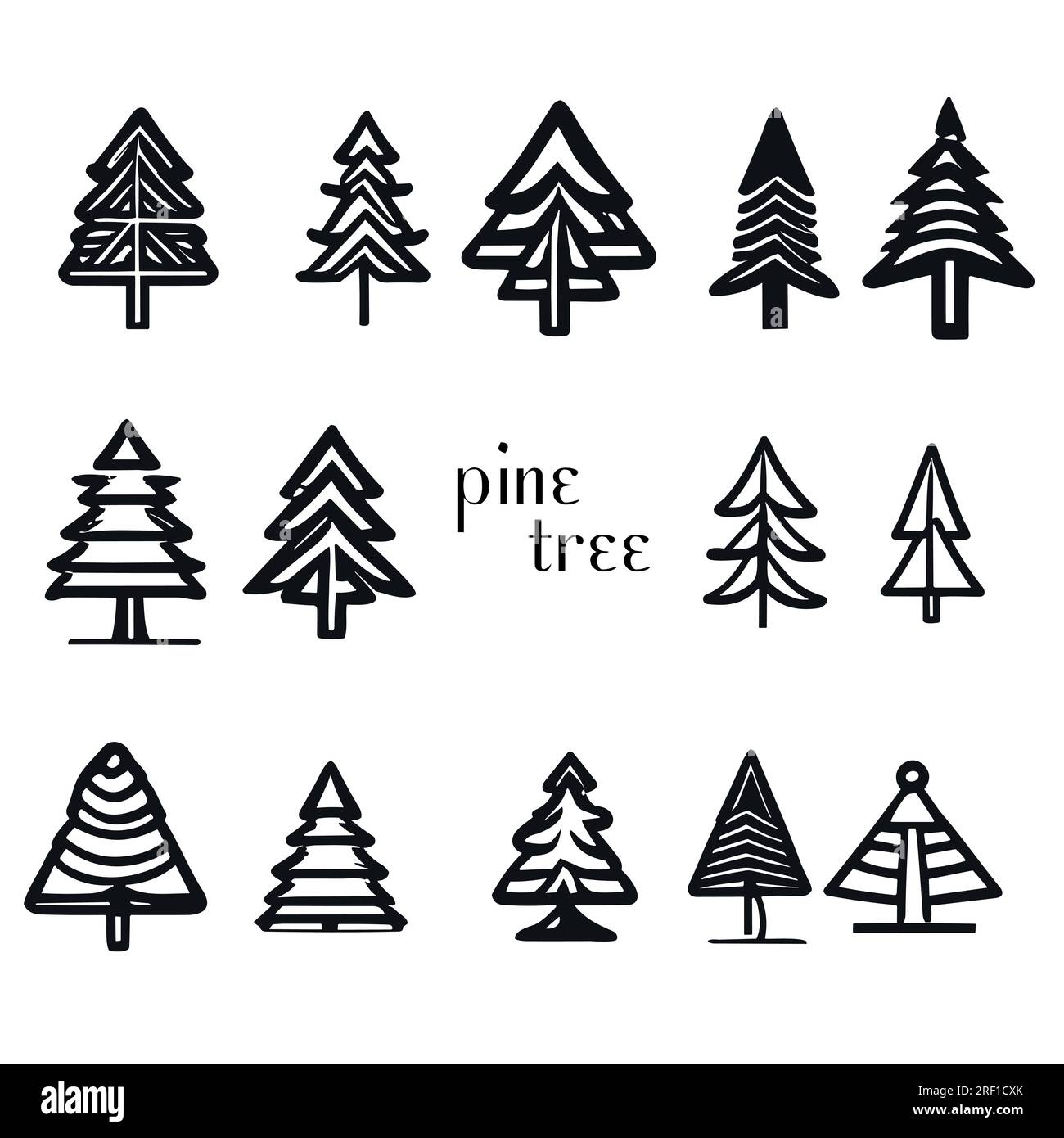 Tree line art vector icon set Stock Vector Image & Art - Alamy