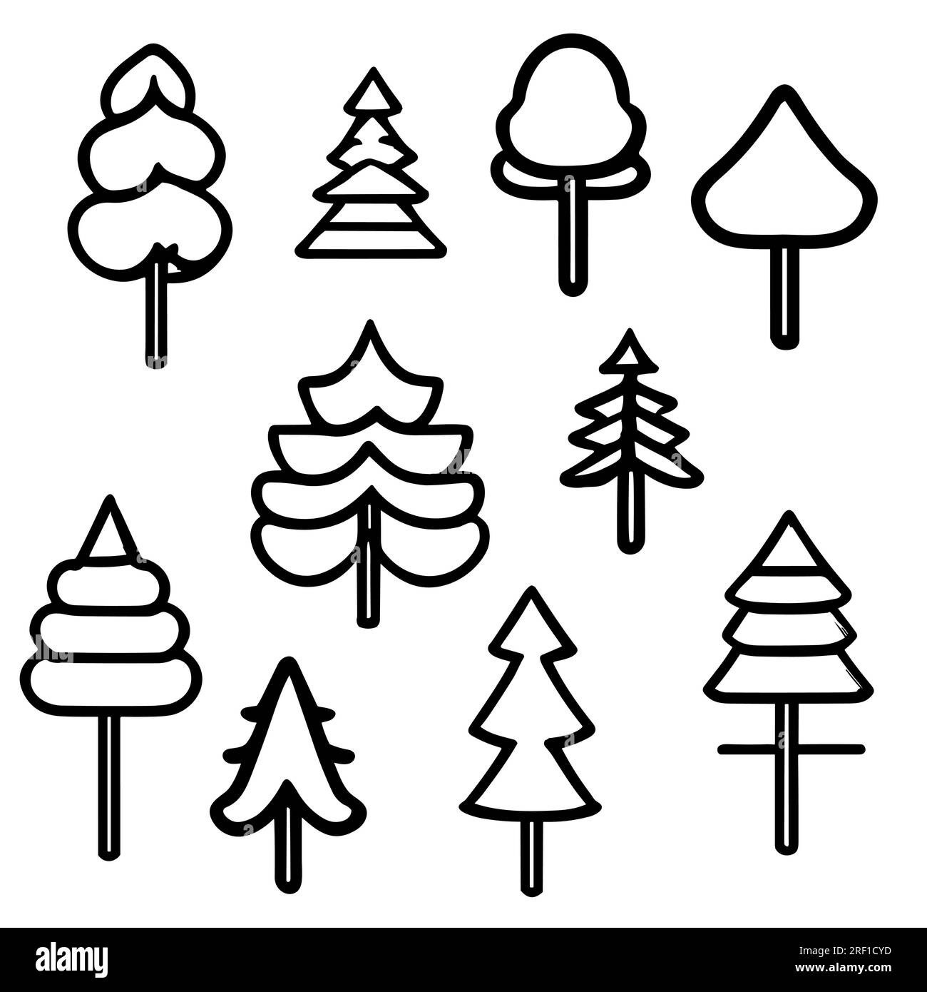 Tree line art vector icon set Stock Vector Image & Art - Alamy