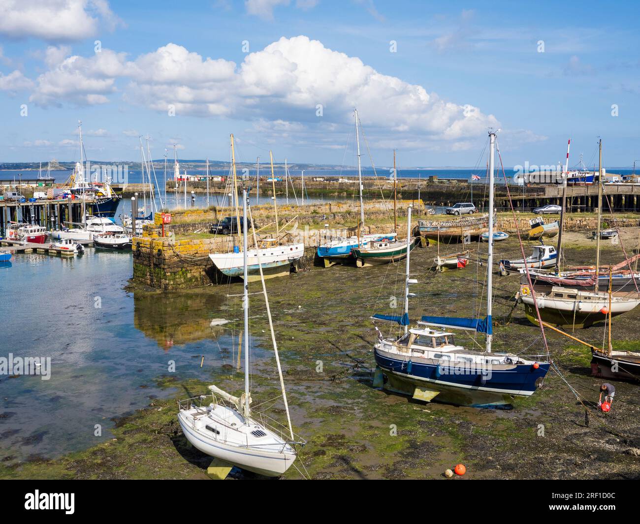 Yachts at Newlyn Harbour, Newlyn, Cornwall, England, UK, GB Stock Photo ...