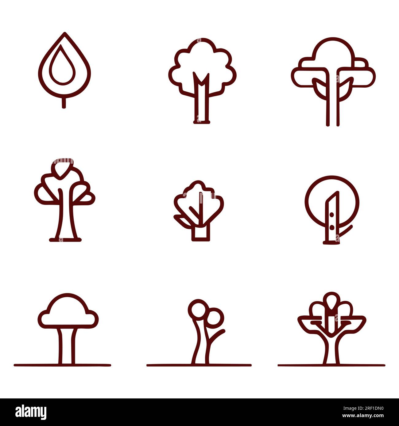 Tree line art vector icon set Stock Vector Image & Art - Alamy