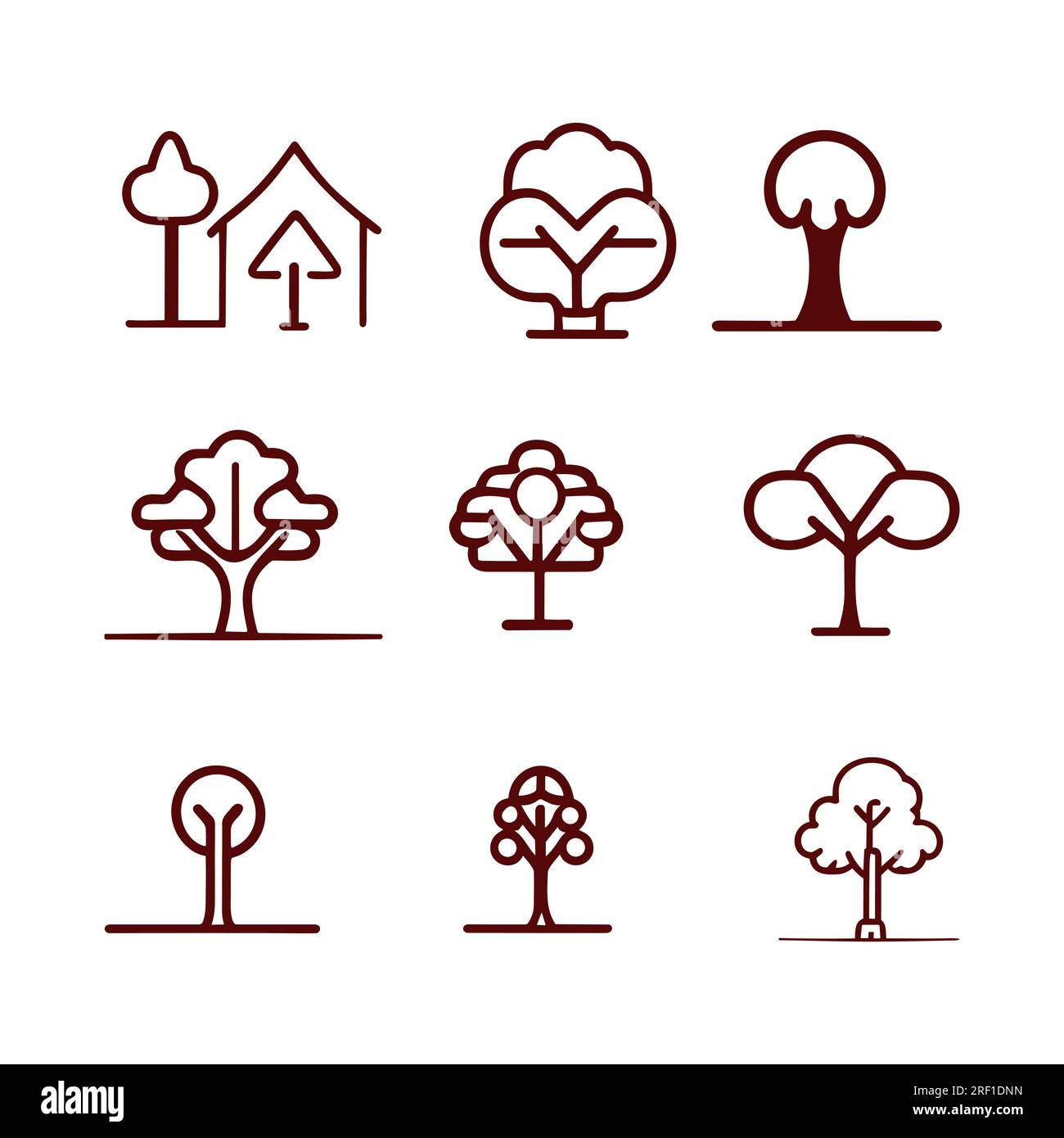 Tree line art vector icon set Stock Vector Image & Art - Alamy