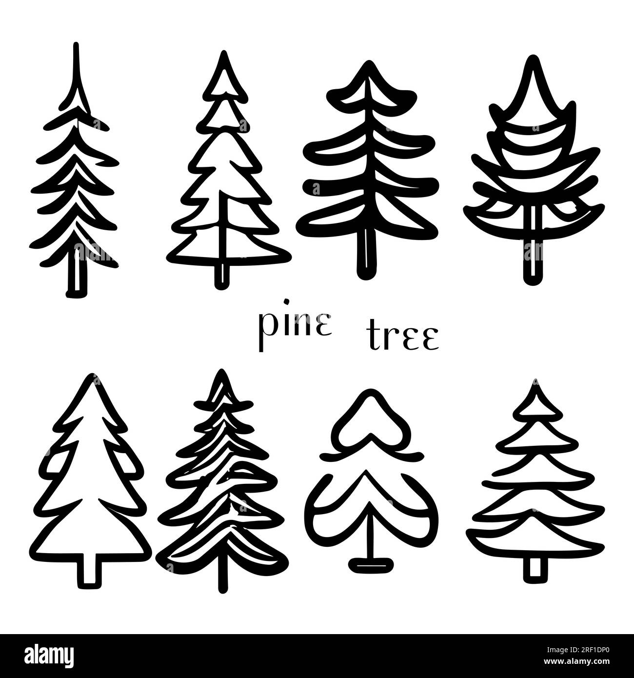 Tree line art vector icon set Stock Vector Image & Art - Alamy