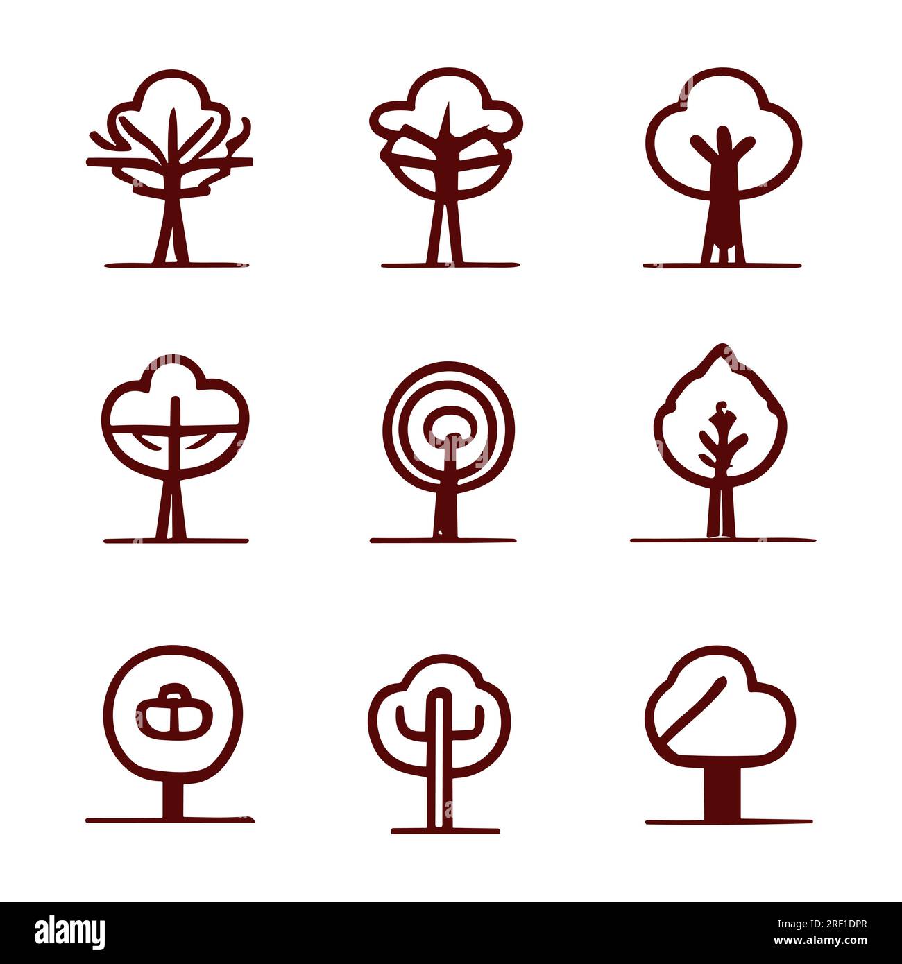 Tree line art vector icon set Stock Vector Image & Art - Alamy
