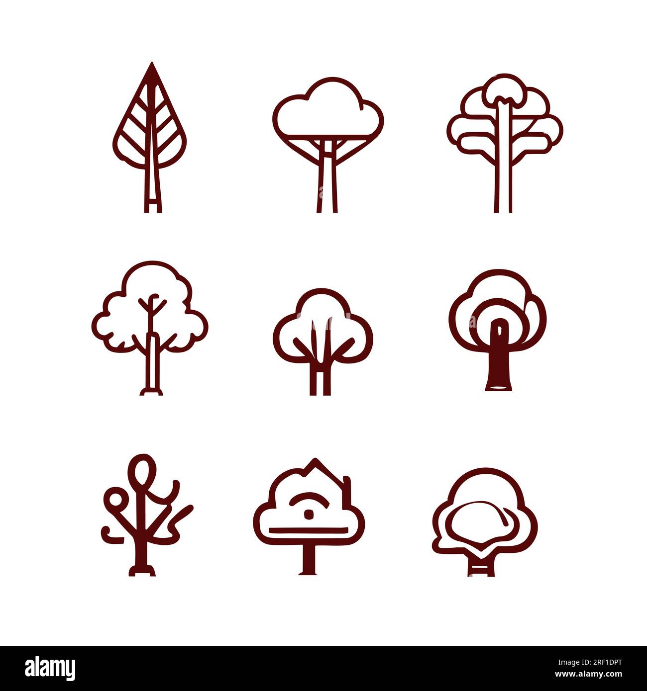 Tree line art vector icon set Stock Vector Image & Art - Alamy
