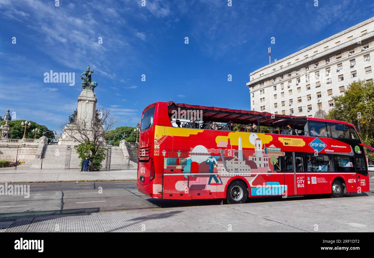 Hop On Hop Off Tour Bus Front View Tourists onboard sightseeing famous ...