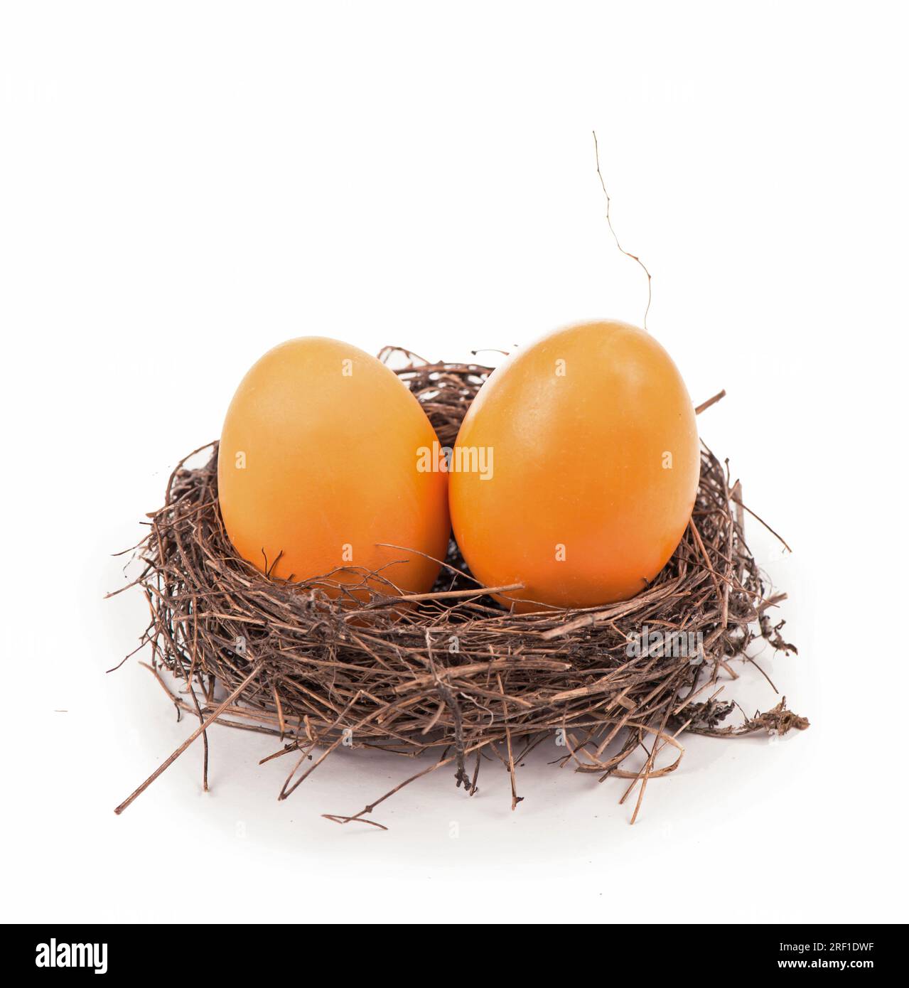 In the nest are eggs painted for Easter. Chicken eggs cooked for Easter ...