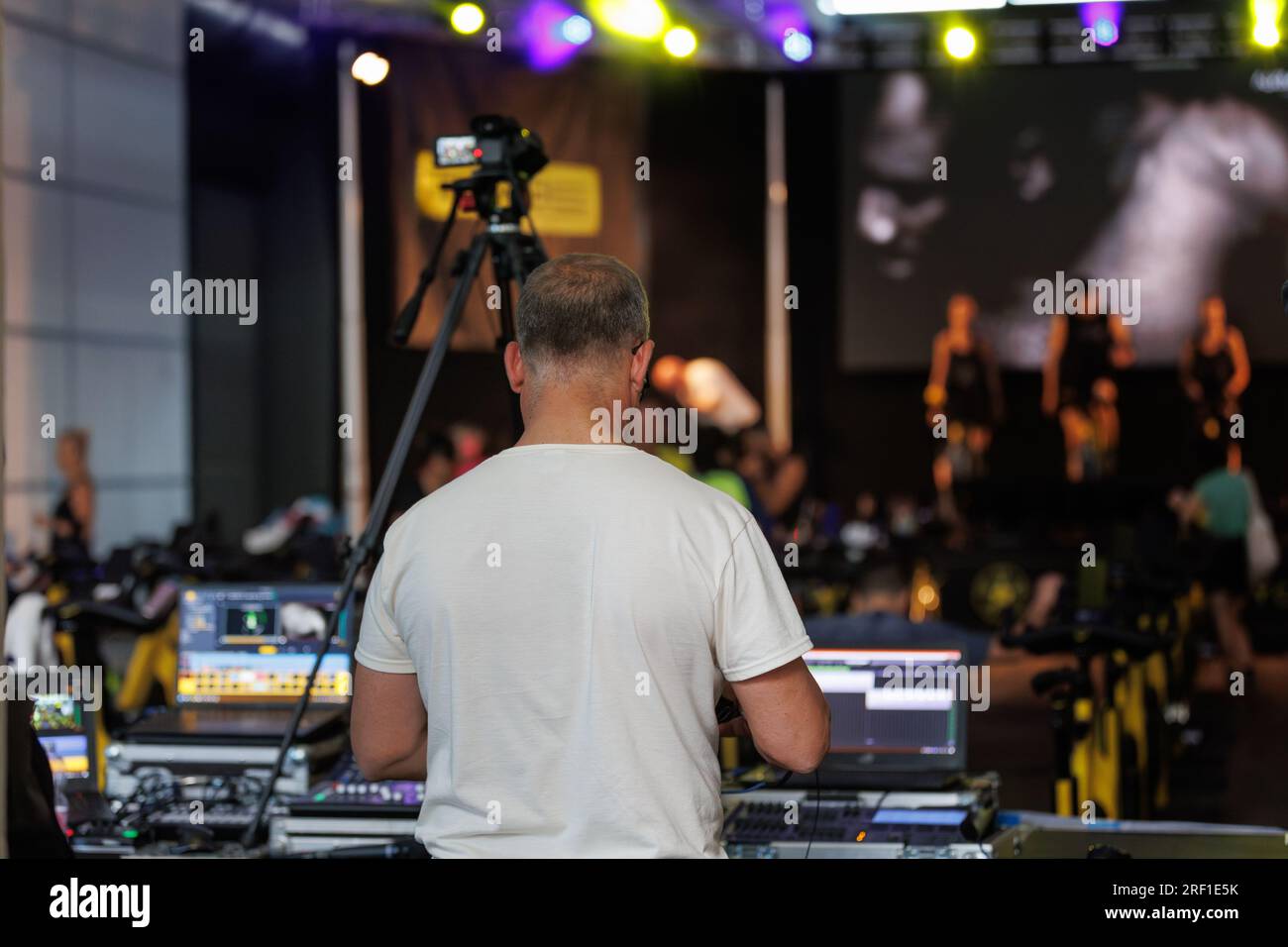 Lighting and Sound Technician and Broadcast Operator at Work in the ...