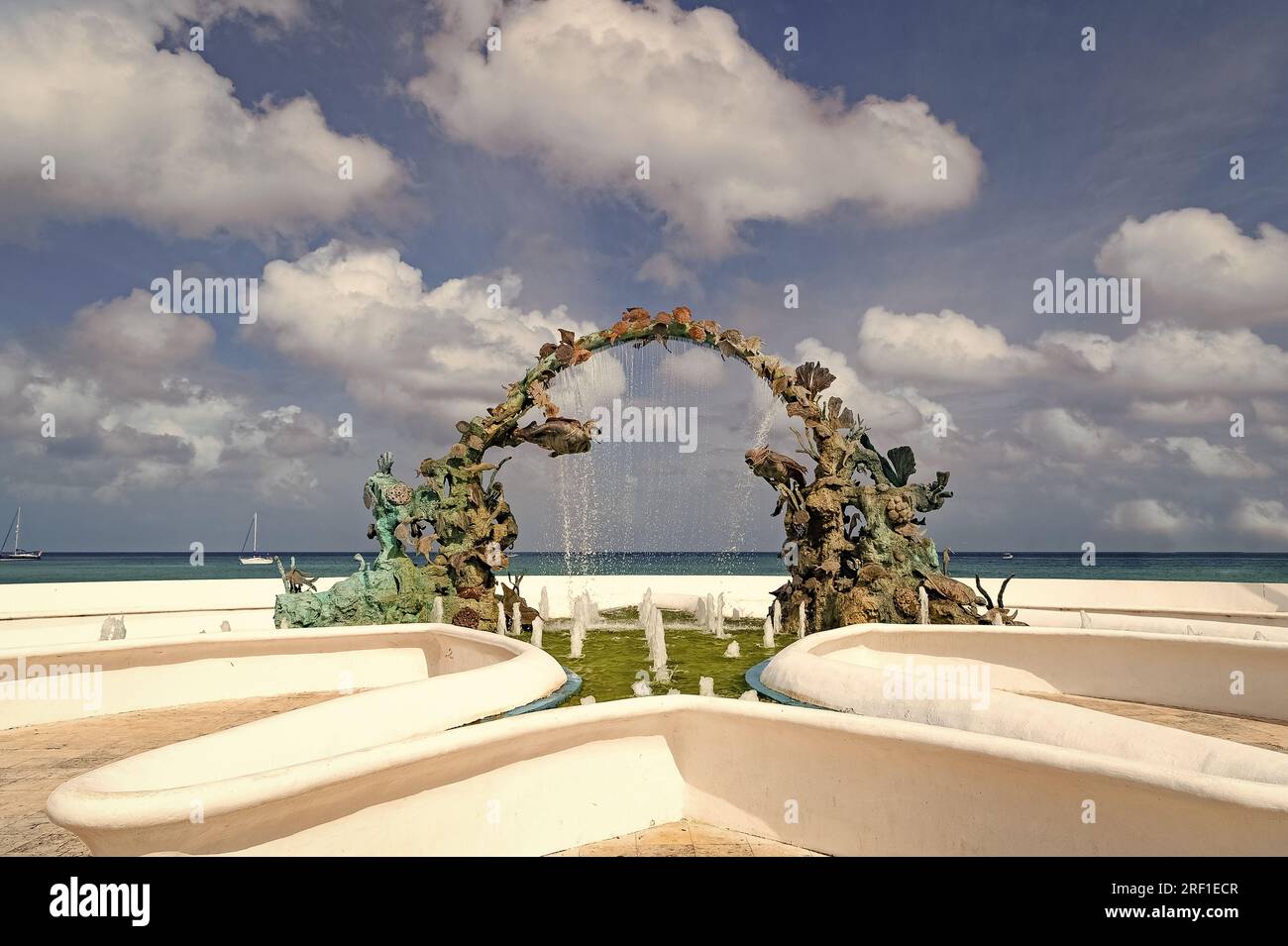 cozumel fountain monument of coral reef. cozumel fountain monument of ...