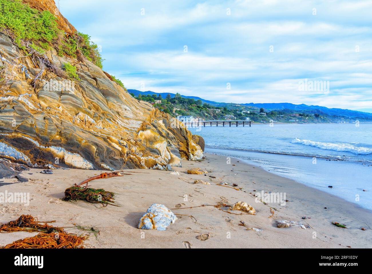 Majestic Malibu coastline featuring massive rock formation, beautiful ...