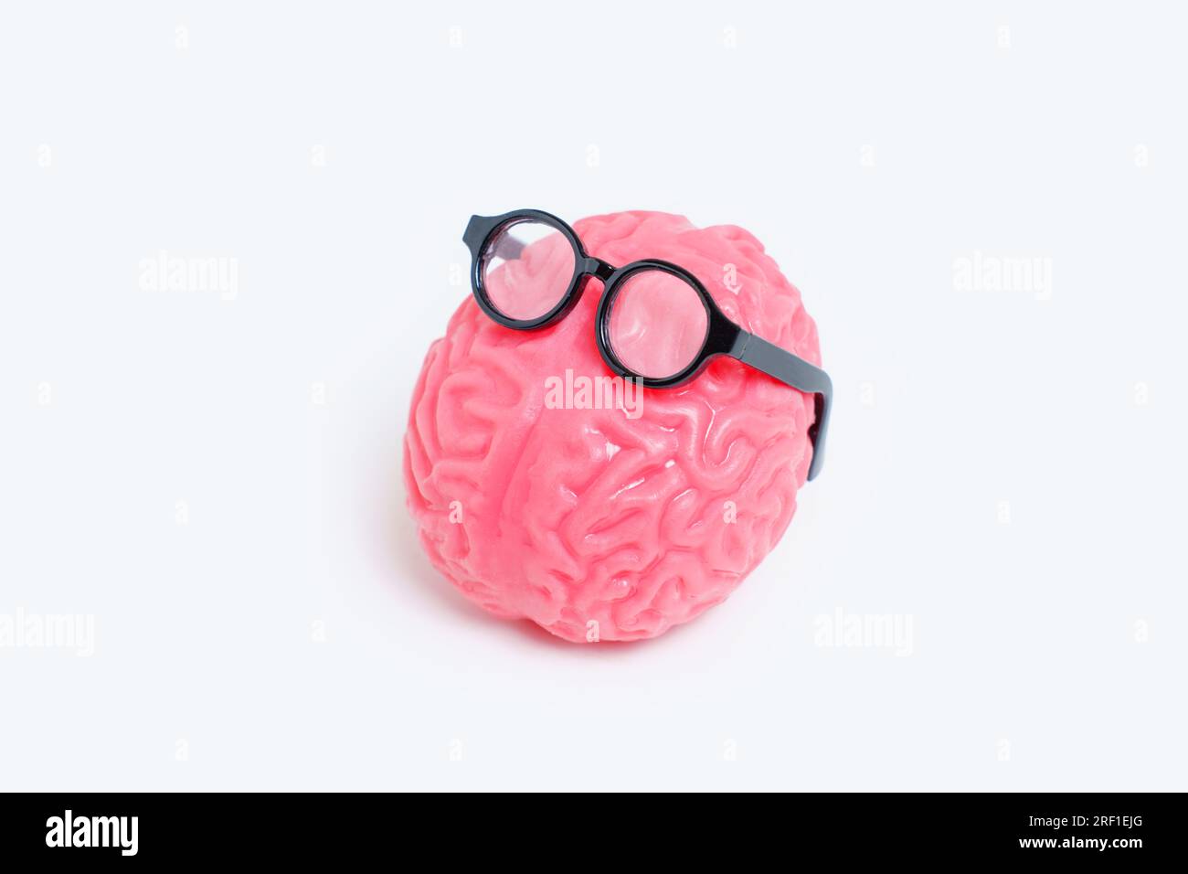 Detailed model of the human brain, adorned with a pair of stylish ...