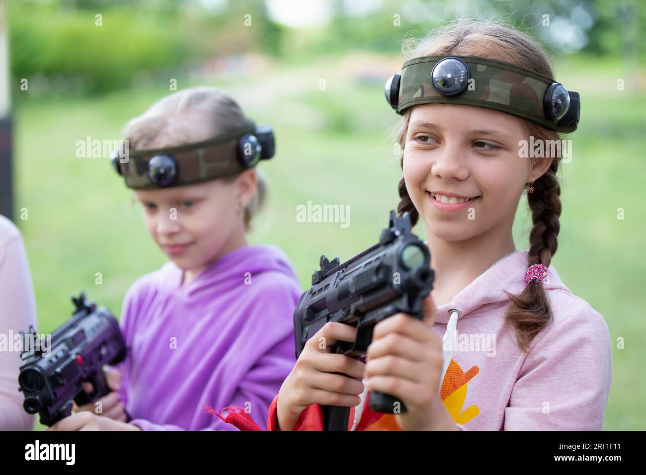 Belarus, Yagodnaya village, May 27, 2021. Children's holiday. Girls ...