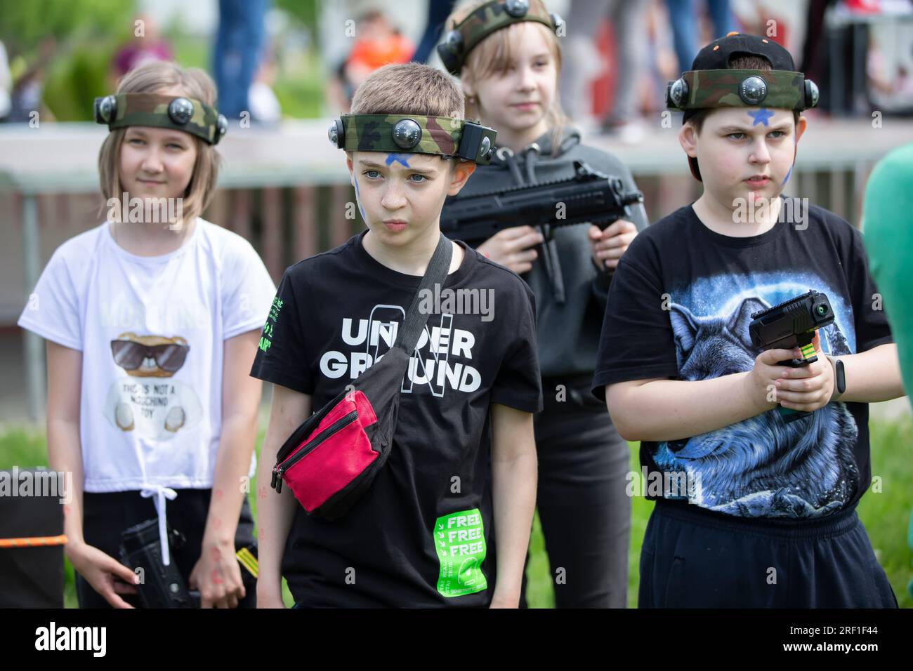 Belarus, Yagodnaya village, May 27, 2021. Children's holiday. Children ...