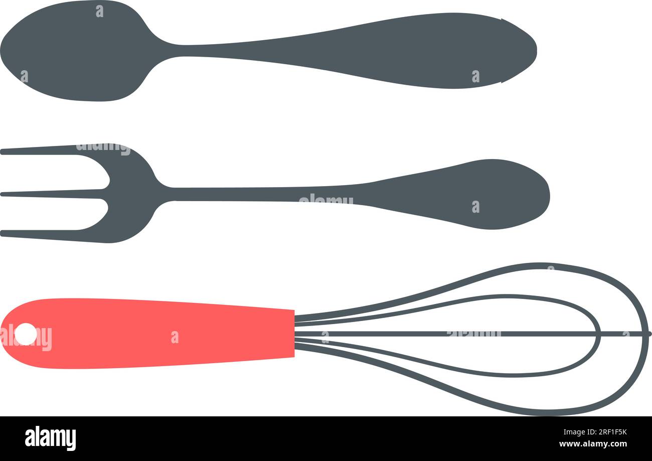 Cooking whisk and fork, spoon for eating vector Stock Vector Image ...