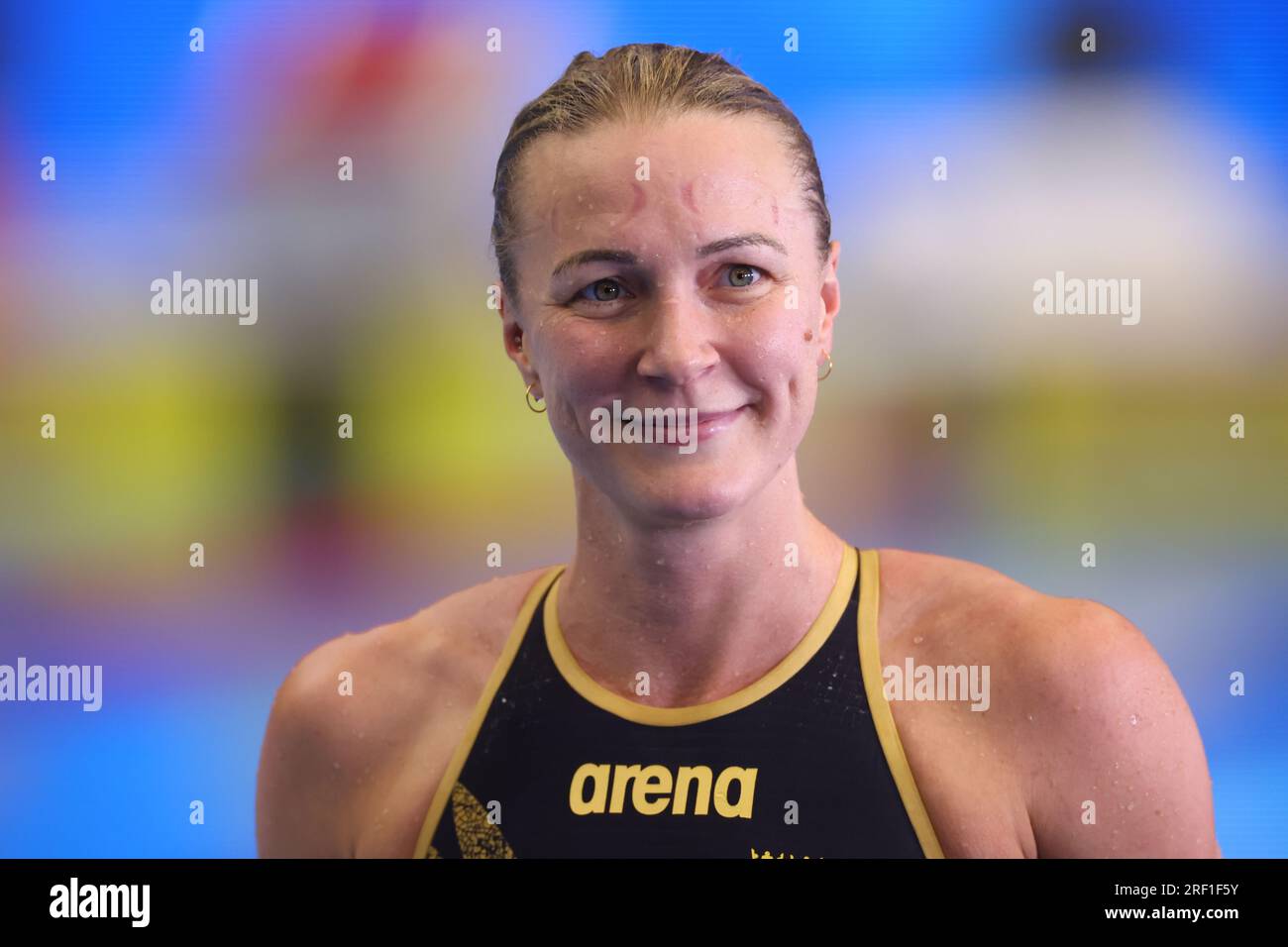 Sarah SJOESTROEM (SWE) smiles after winning the Women 50m Freestyle ...