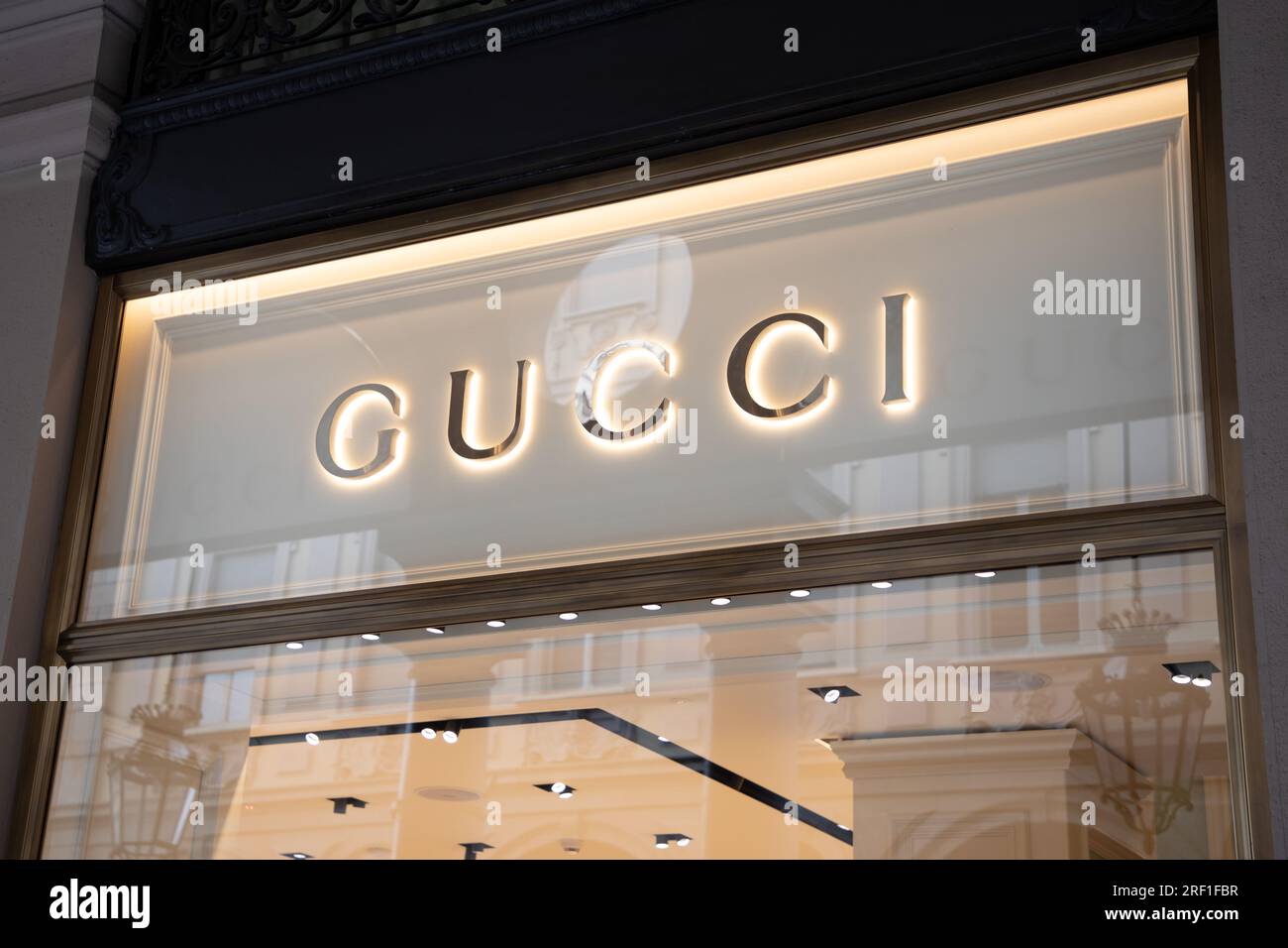 Milan , Italy - 07 10 2023 : gucci store sign text and brand logo on ...