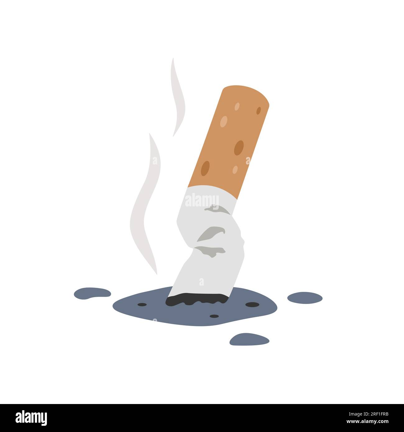 Cigarette butt illustration. Hand drawn extinguished Cigarette butt. Flat design. Vector cartoon ...