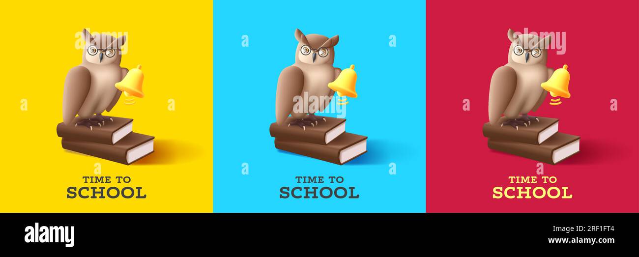 Education leaflets or flyers with owl in glasses sitting on books with ...