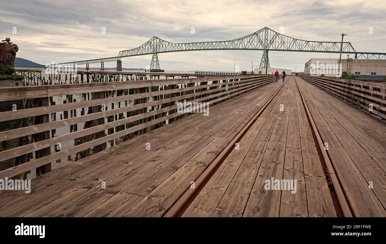industrial bridge with bridge made of structural steel. Fixed bridge ...