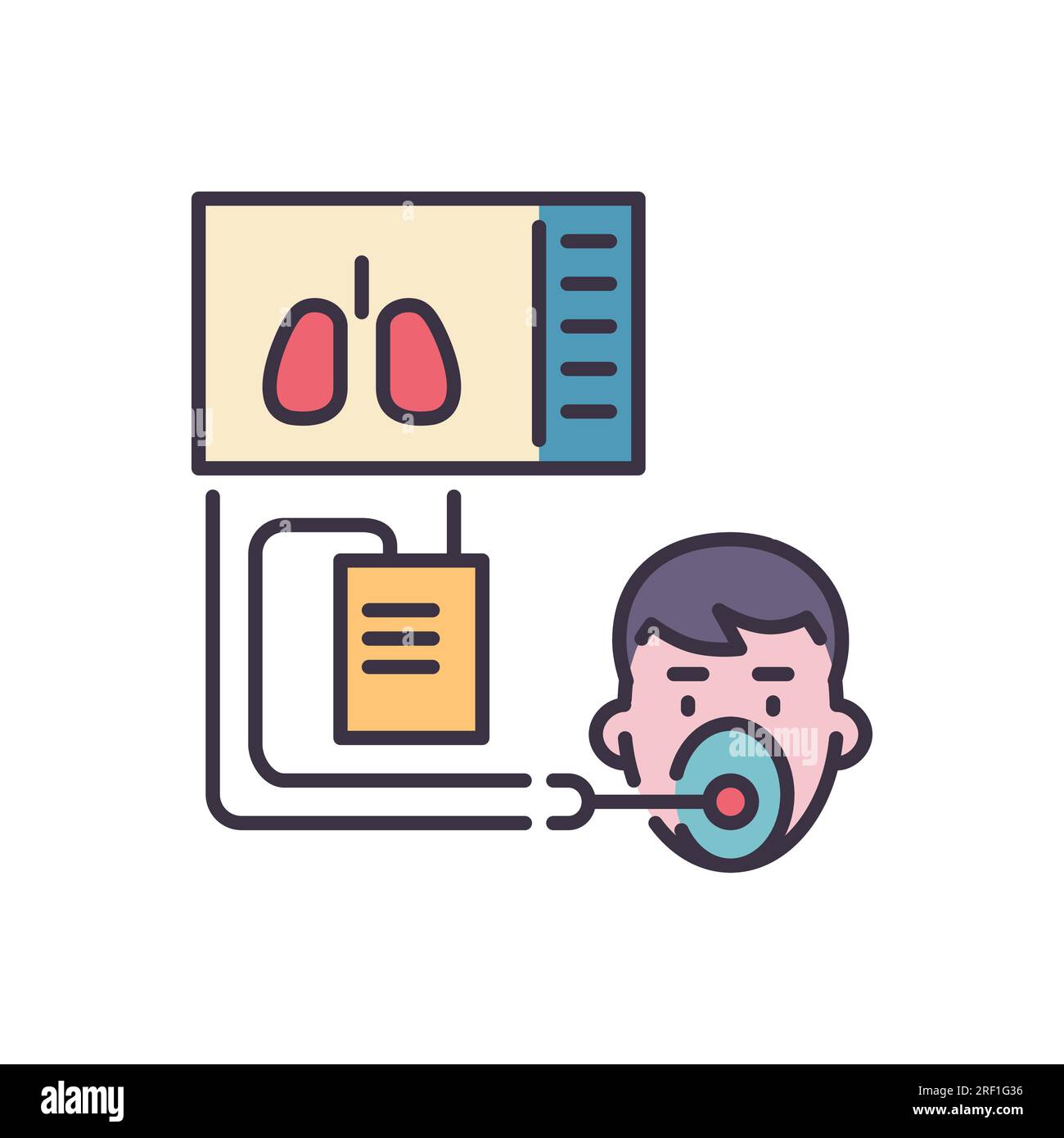 Medical ventilator related vector icon. Ventilator with image of lungs ...