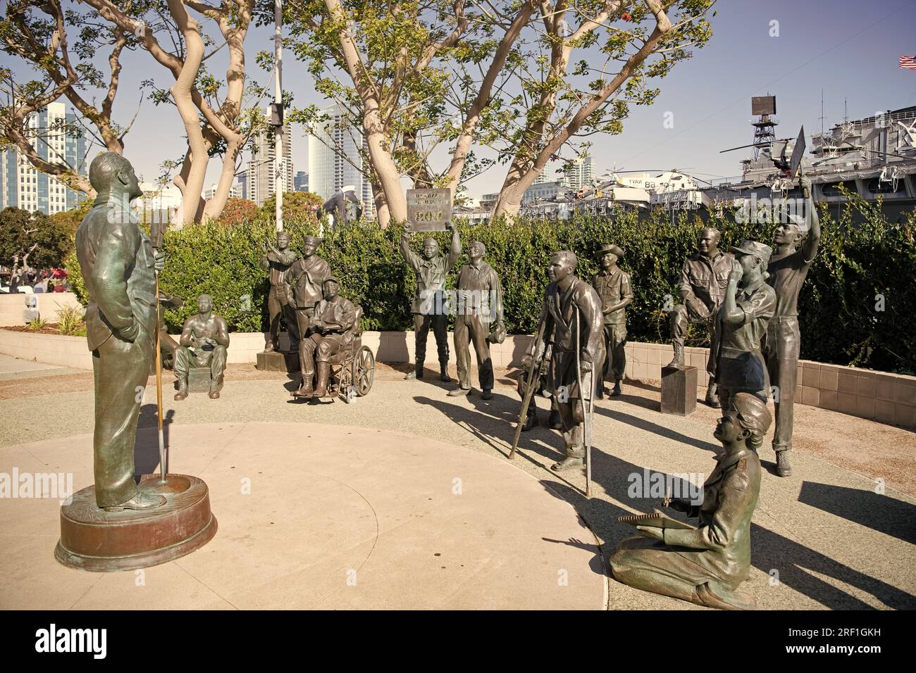 San Diego, USA - March 28, 2021: Bronze war monument to Bob Hope statue ...