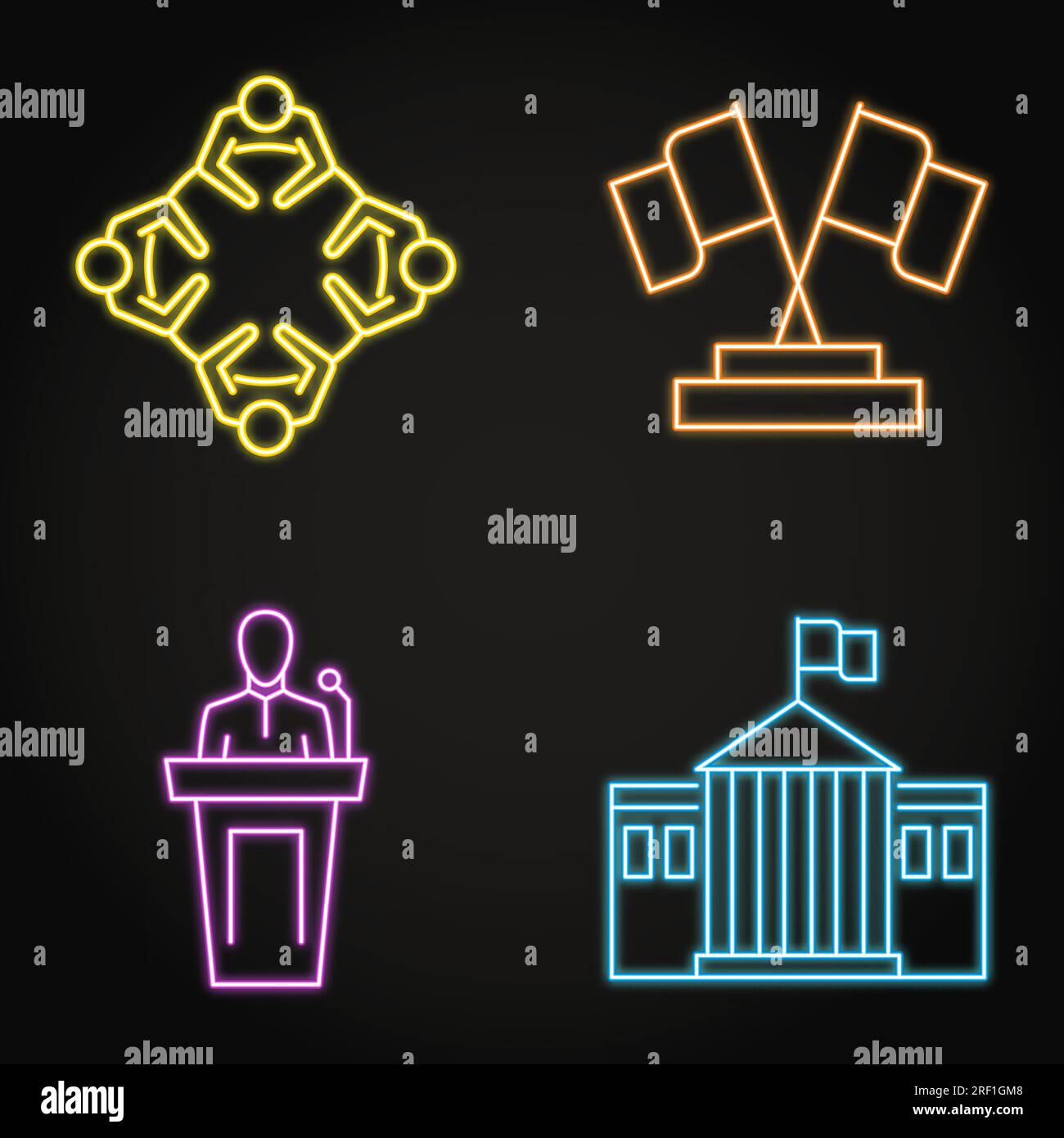 International conference neon line icon set. Business meeting ...