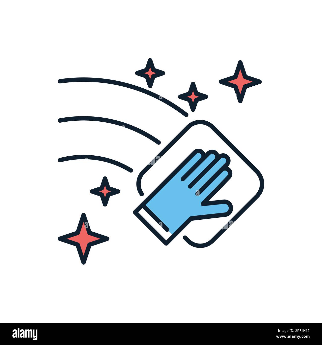 Cleaning related vector icon. Hand with a napkin wipes the surface ...