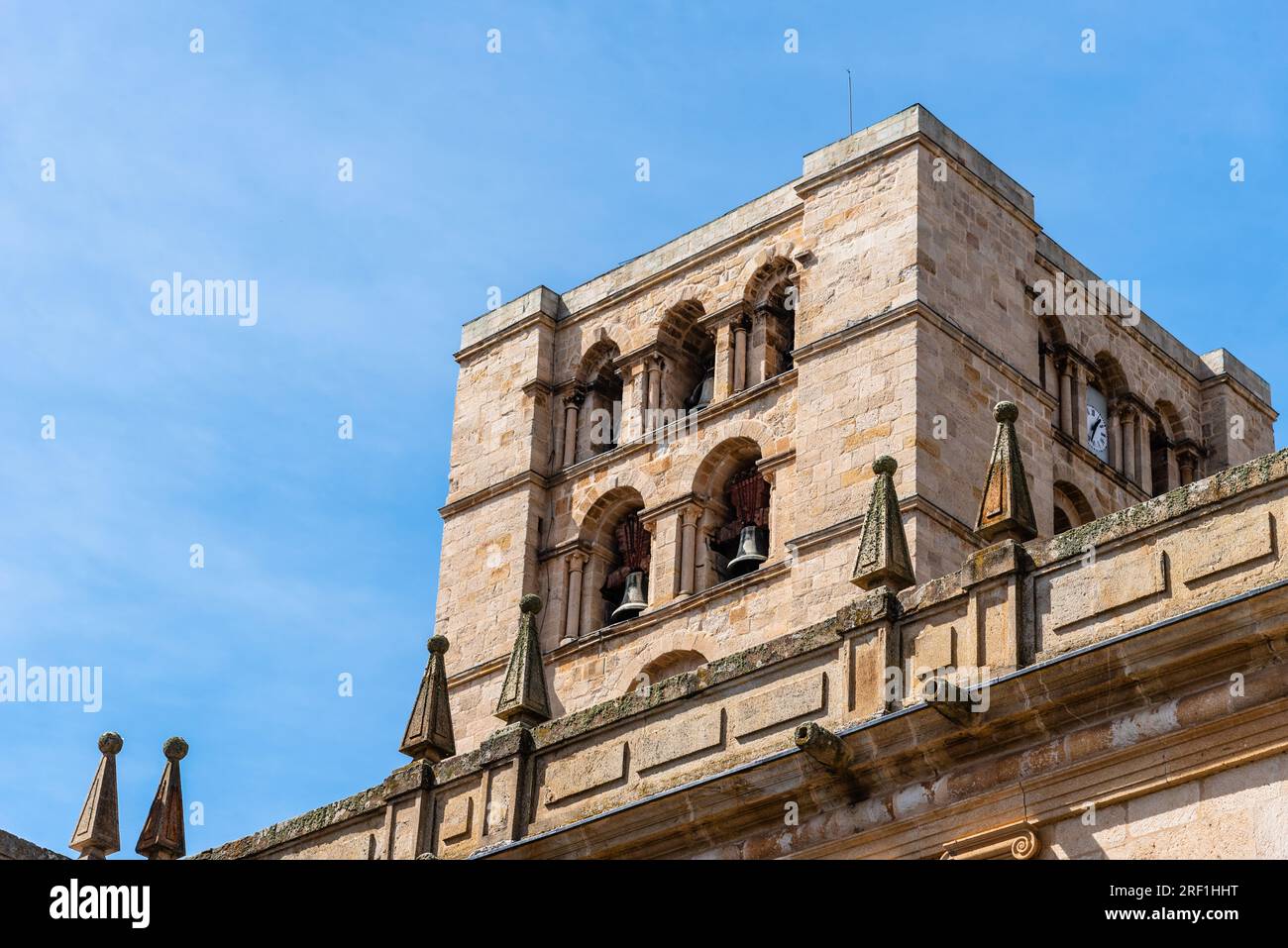View of the bell tower of the romanesque Cathedral of Zamora Stock ...