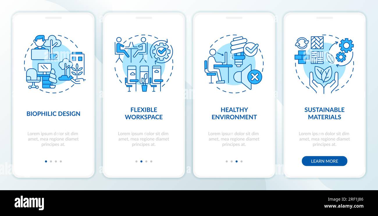 Blue sustainable office concept with linear icons Stock Vector Image ...