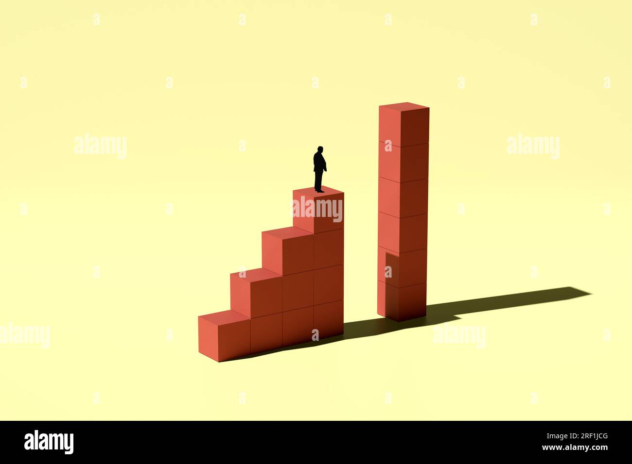 Conquering adversity and overcoming obstacles. Silhouette of a business ...