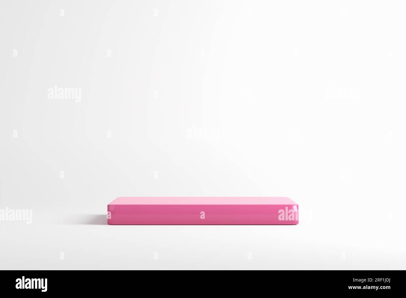 Pink rectangular podium or platform on white background for product ...
