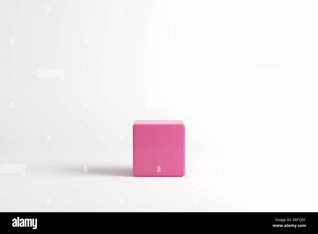 Pink cube podium or platform on white background for product display ...
