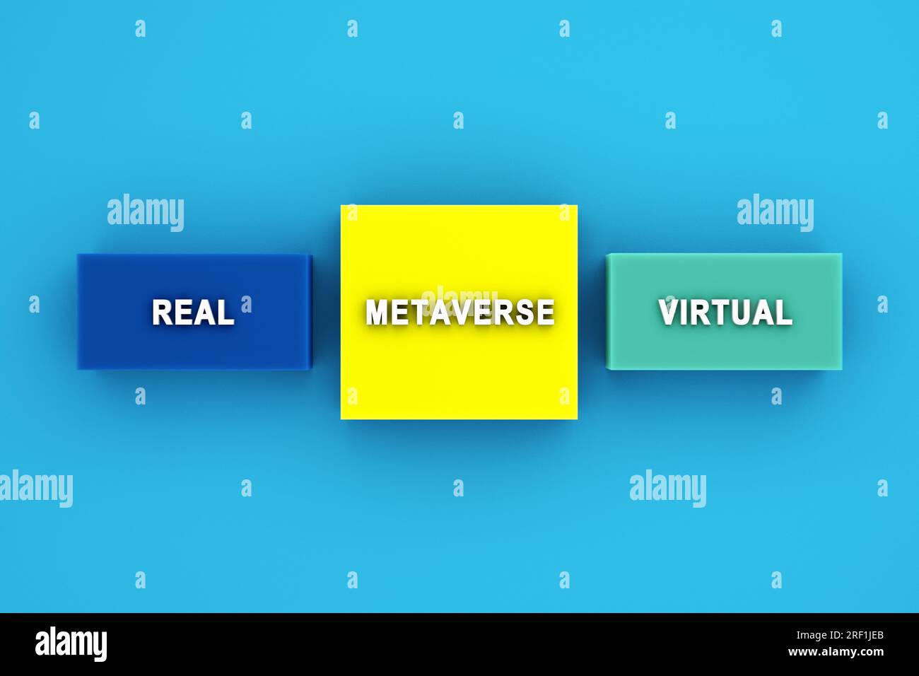 Metaverse concept. The words real, virtual and metaverse written on ...