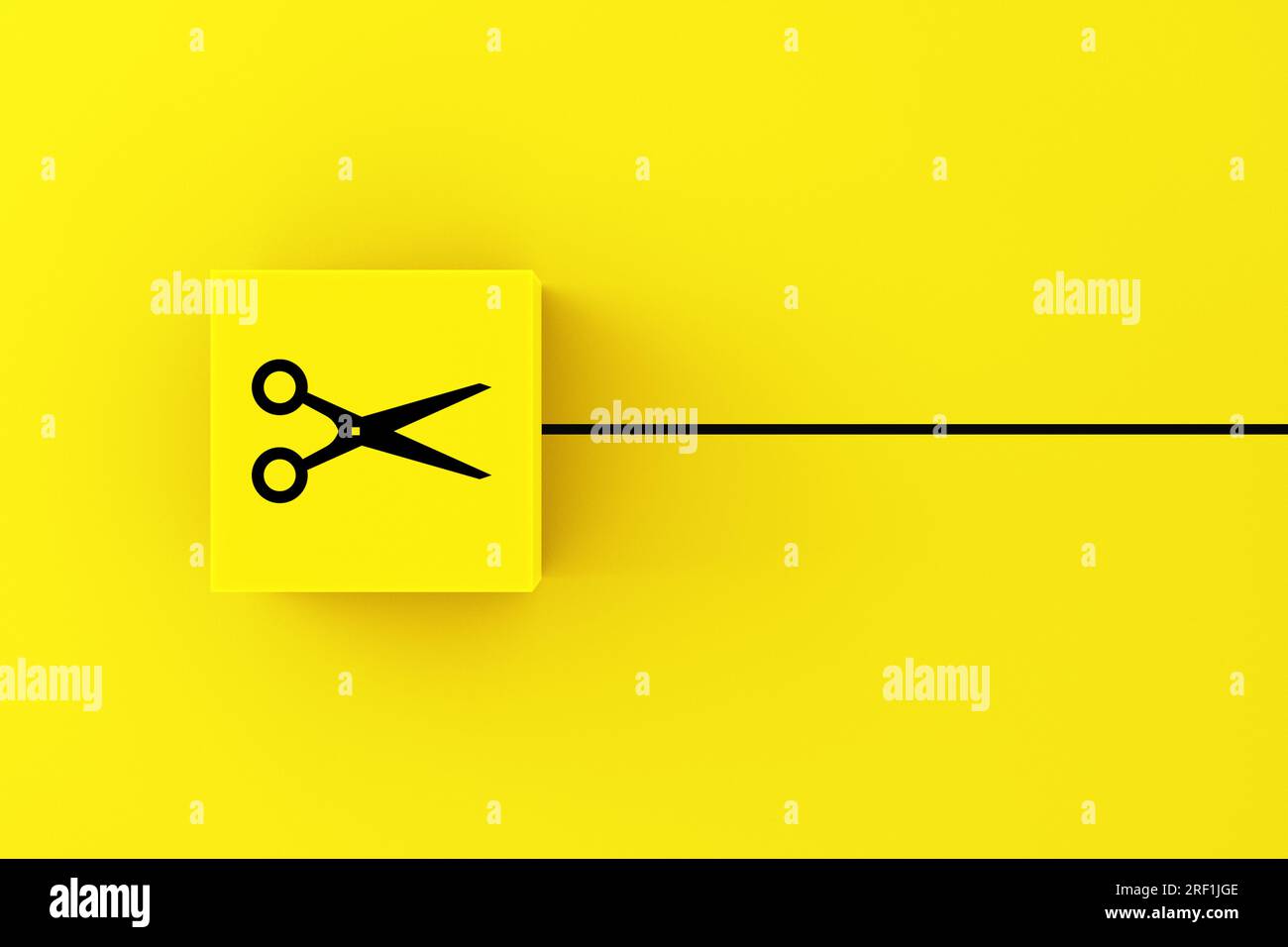 Separation, dividing and splitting. Budget cut in business. Scissors on ...