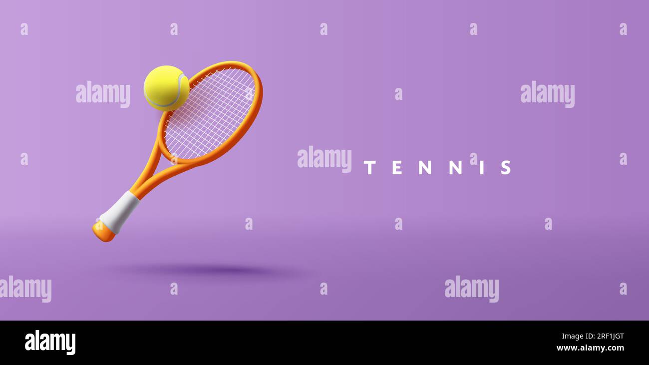 3d Vector Tennis Racket with Ball illustration, Sport and Game ...