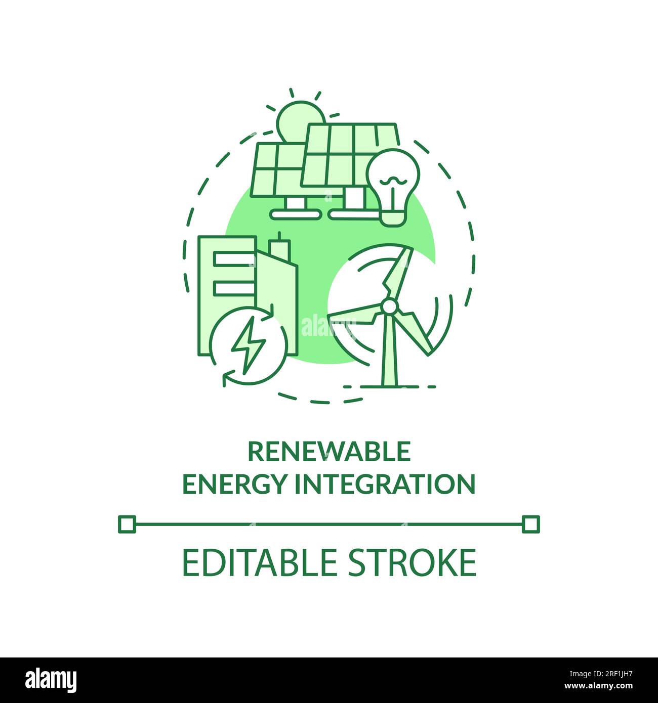 2D customizable renewable energy integration line icon concept Stock ...