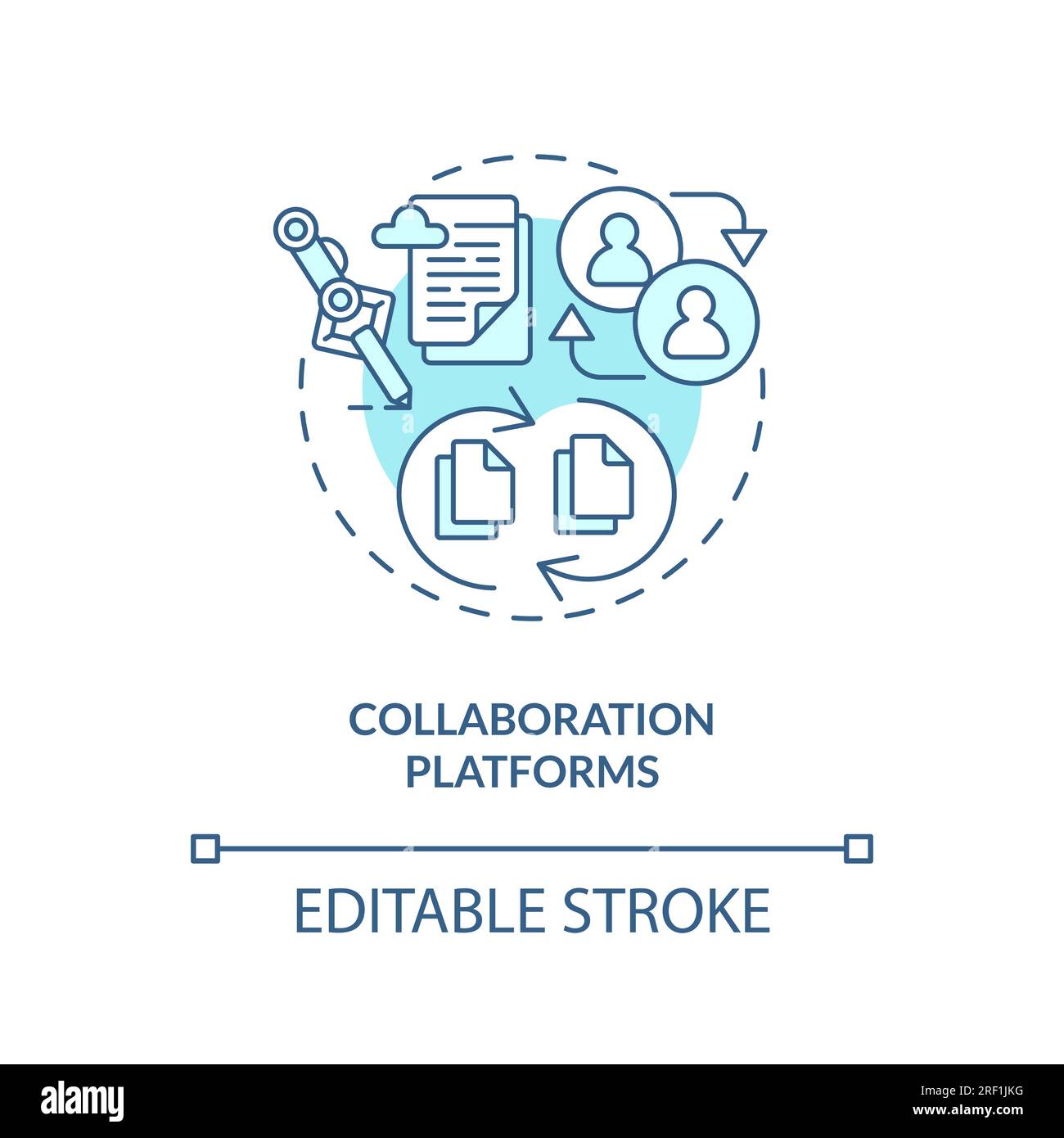 Customizable collaboration platforms blue linear icon concept Stock ... Customizable collaboration platforms blue linear icon concept Stock ...