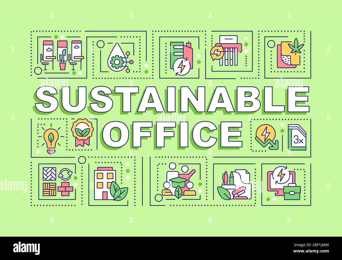 Sustainable office text with linear icons Stock Vector Image & Art - Alamy