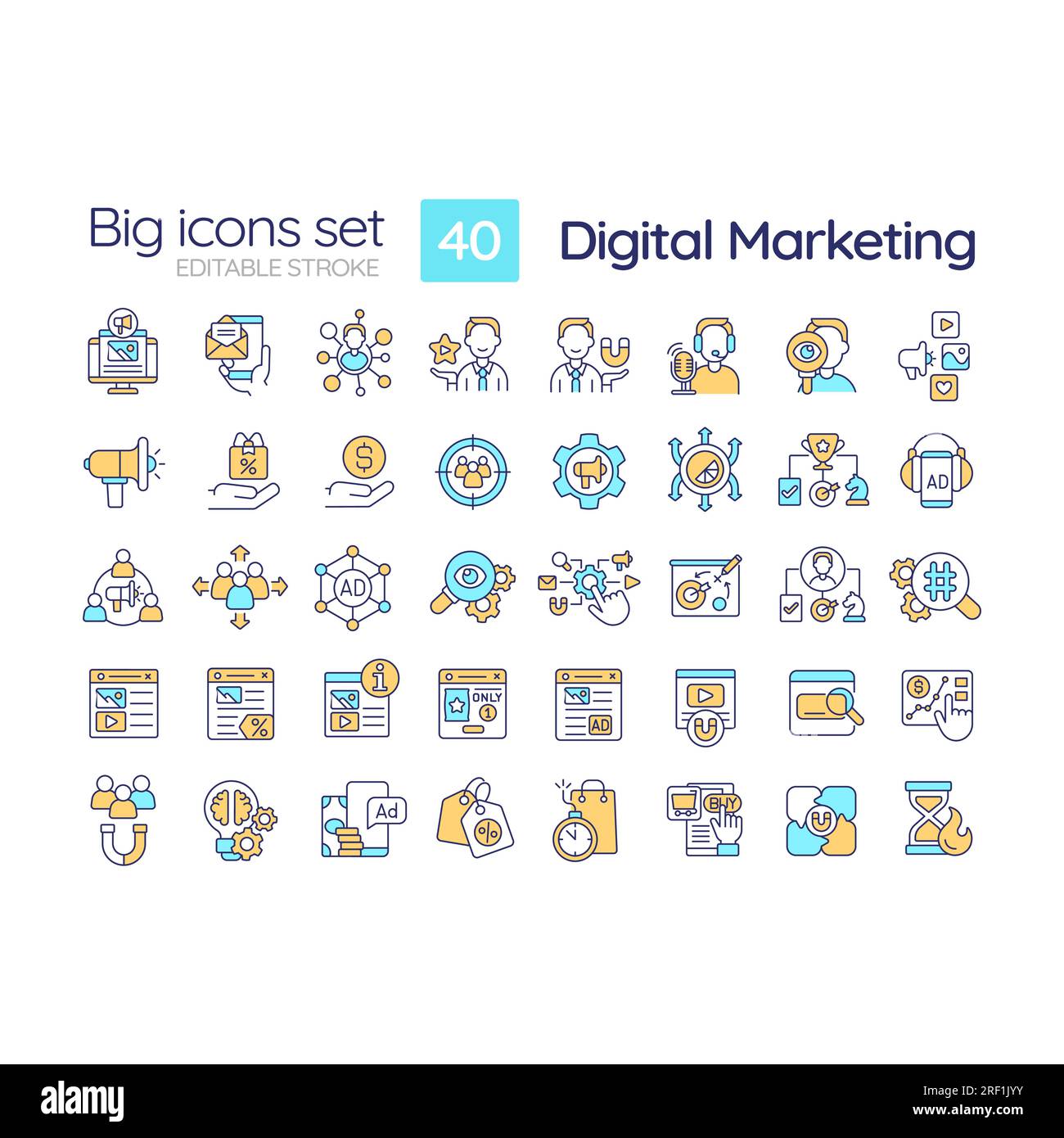 Digital marketing RGB color icons set Stock Vector Image & Art - Alamy