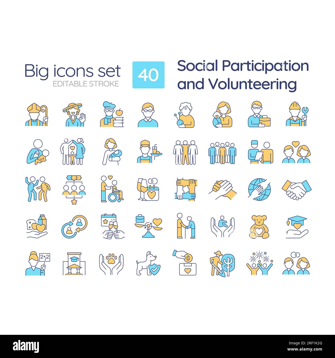 Social participation and volunteering RGB color icons set Stock Vector ...