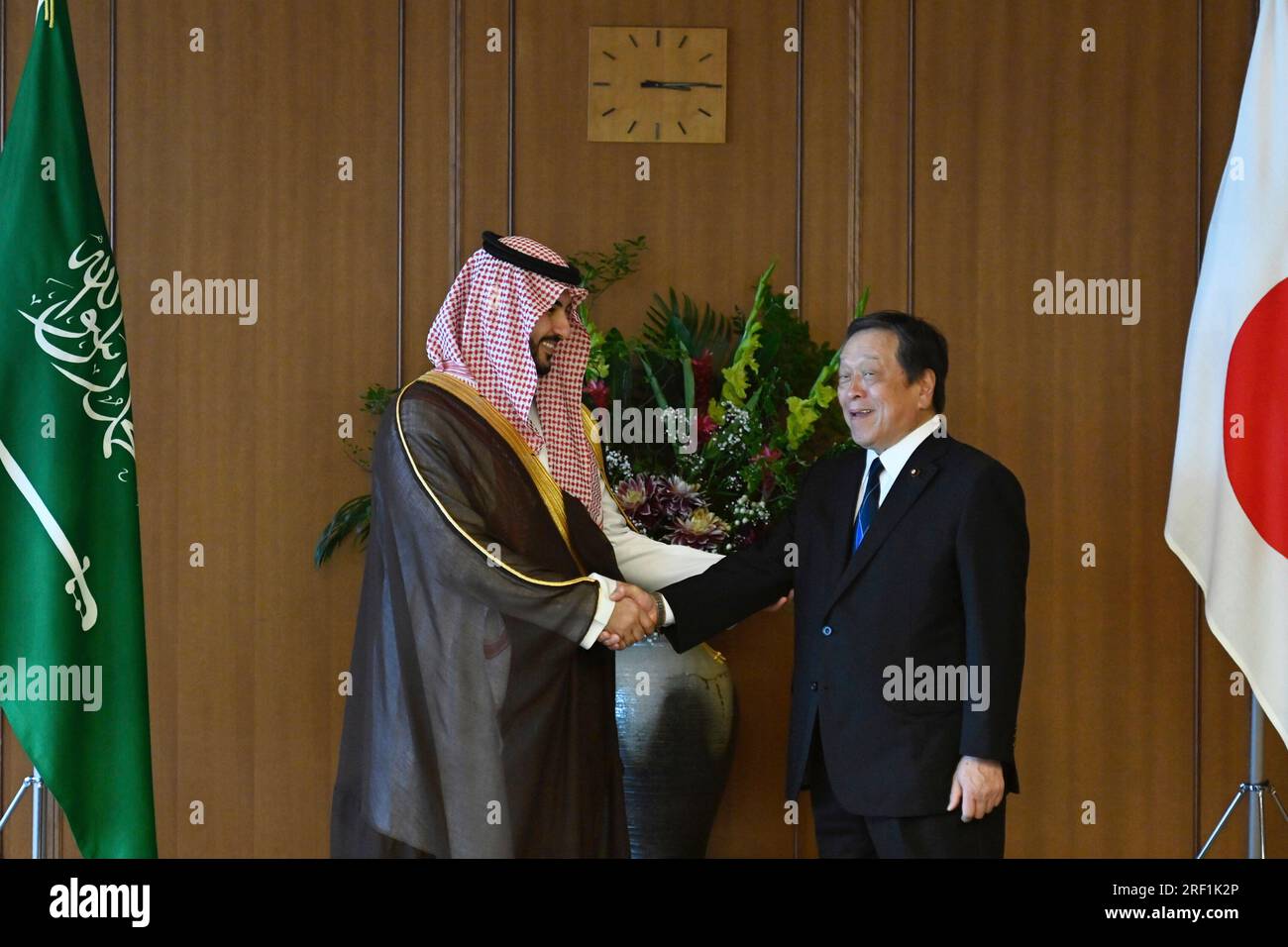 Saudi Arabia's Defense Minister Prince Khalid bin Salman, left, and ...