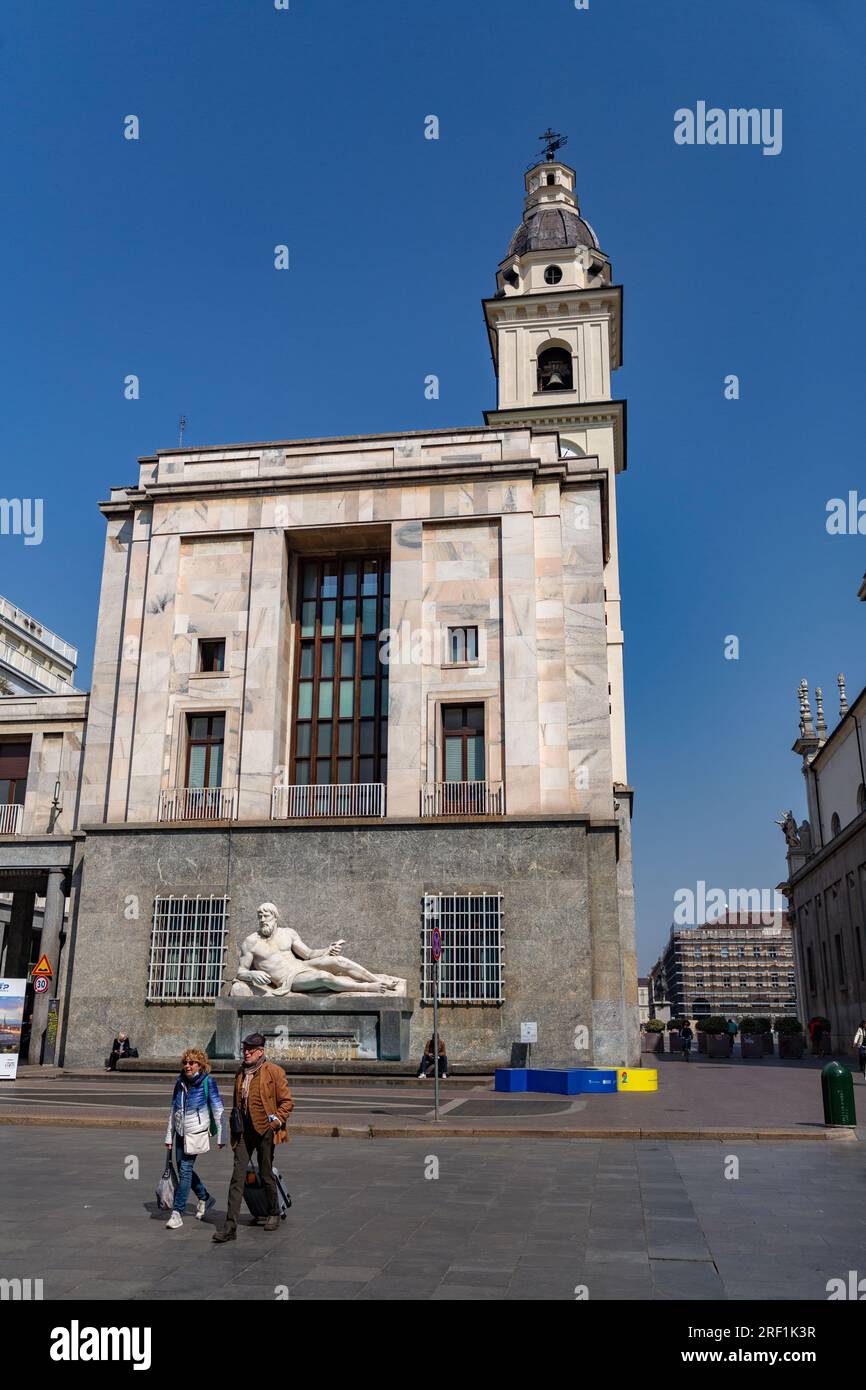 Turin, Italy - March 28, 2022: Piazza CLN is a small square located in ...