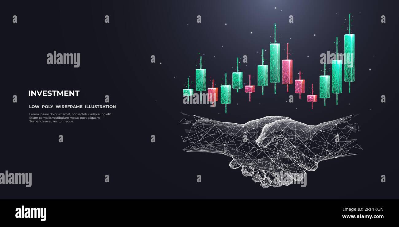 Abstract handshake and colored stock market candlestick Stock Vector ...