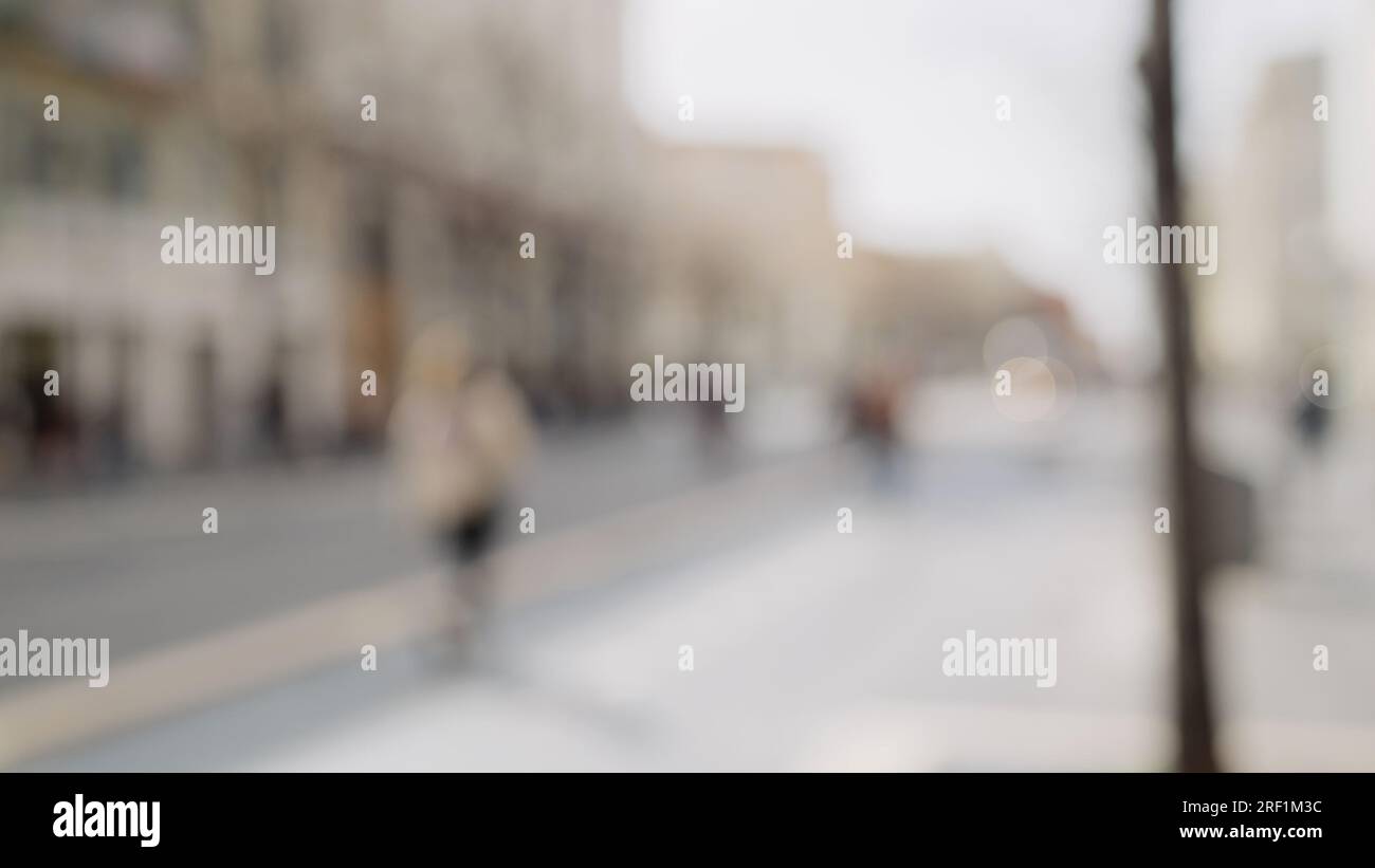 Out of focus background of pedestrian street in city of Nice, blurred ...