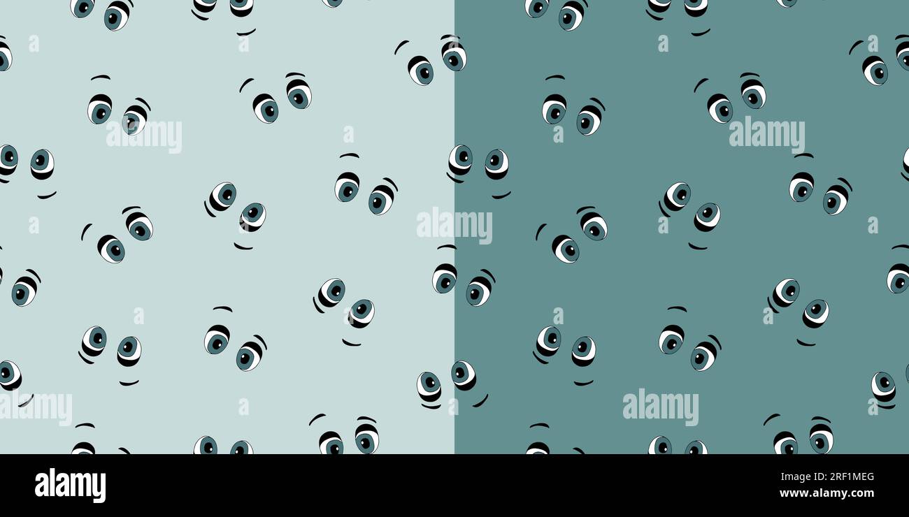 Cartoon eyes patterns. Fabric pattern. Comic style pattern set Stock ...