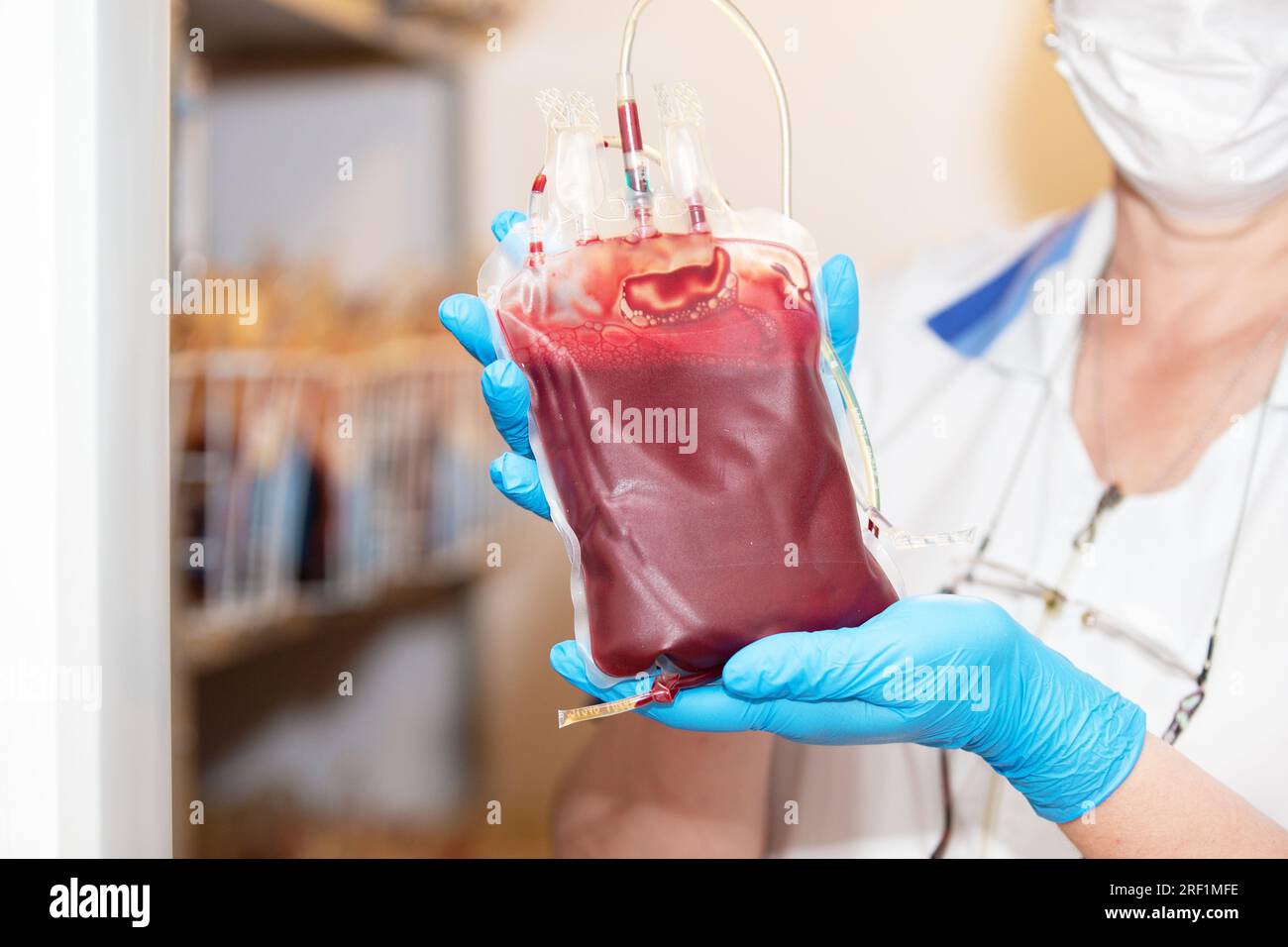 Blood pack for transfusion on white background, top view. Donation day ...