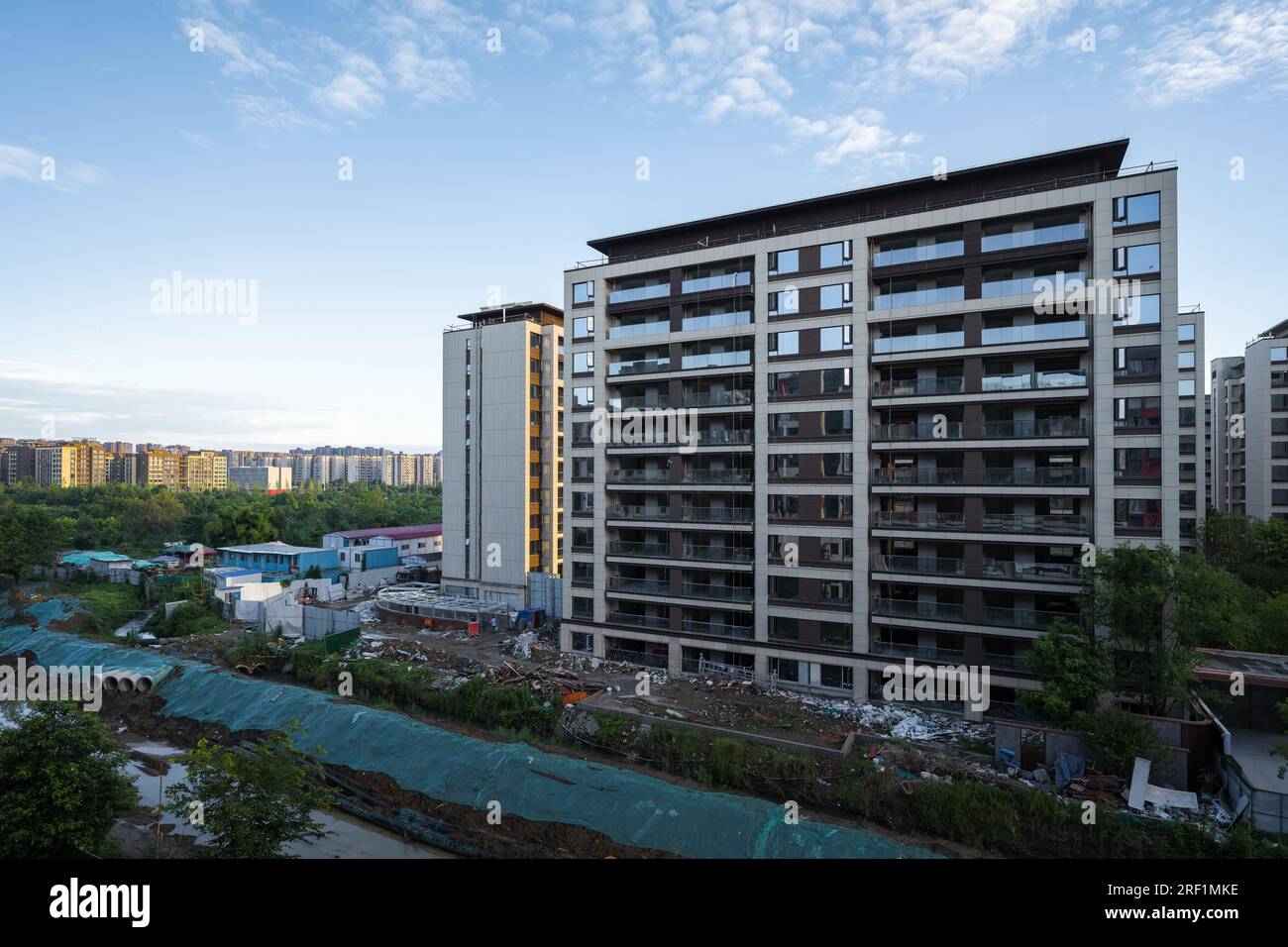 The sunrise over Chengdu apartment Stock Photo - Alamy