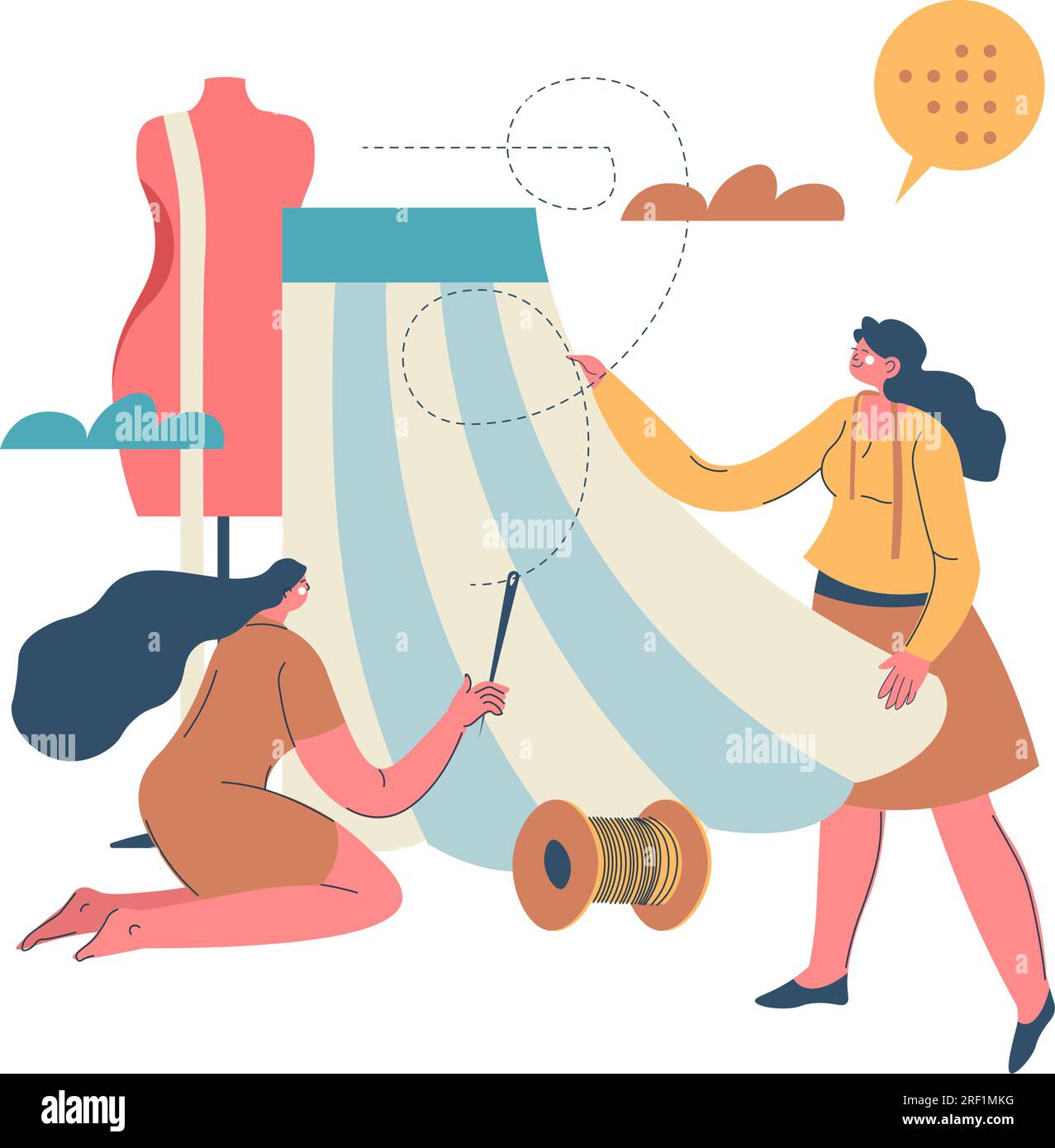 Sewing and tailoring, dressmaking atelier vector Stock Vector Image ...