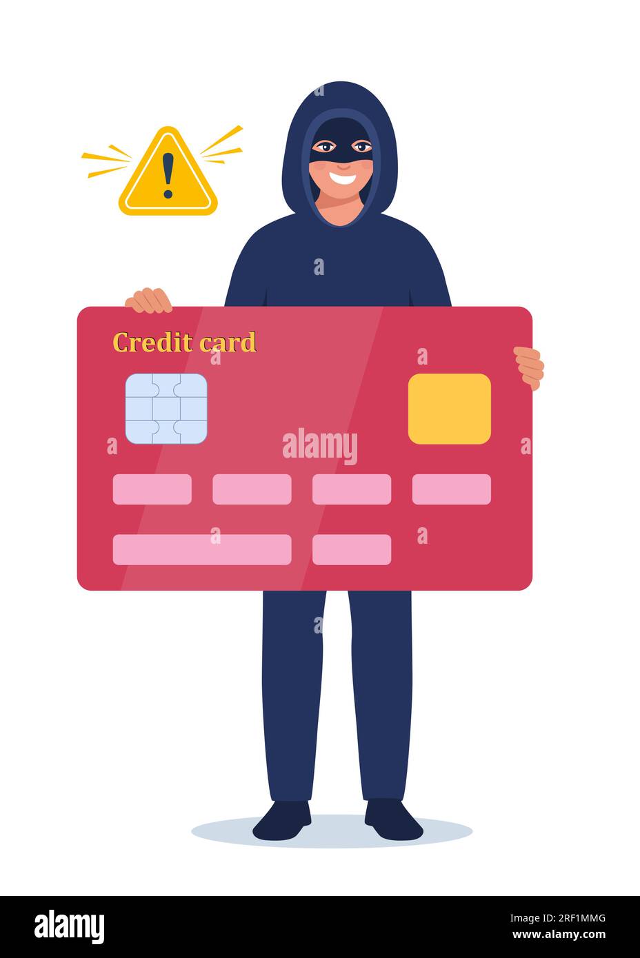 Man Criminal in Mask Holding Credit Card Committing Crime Vector ...