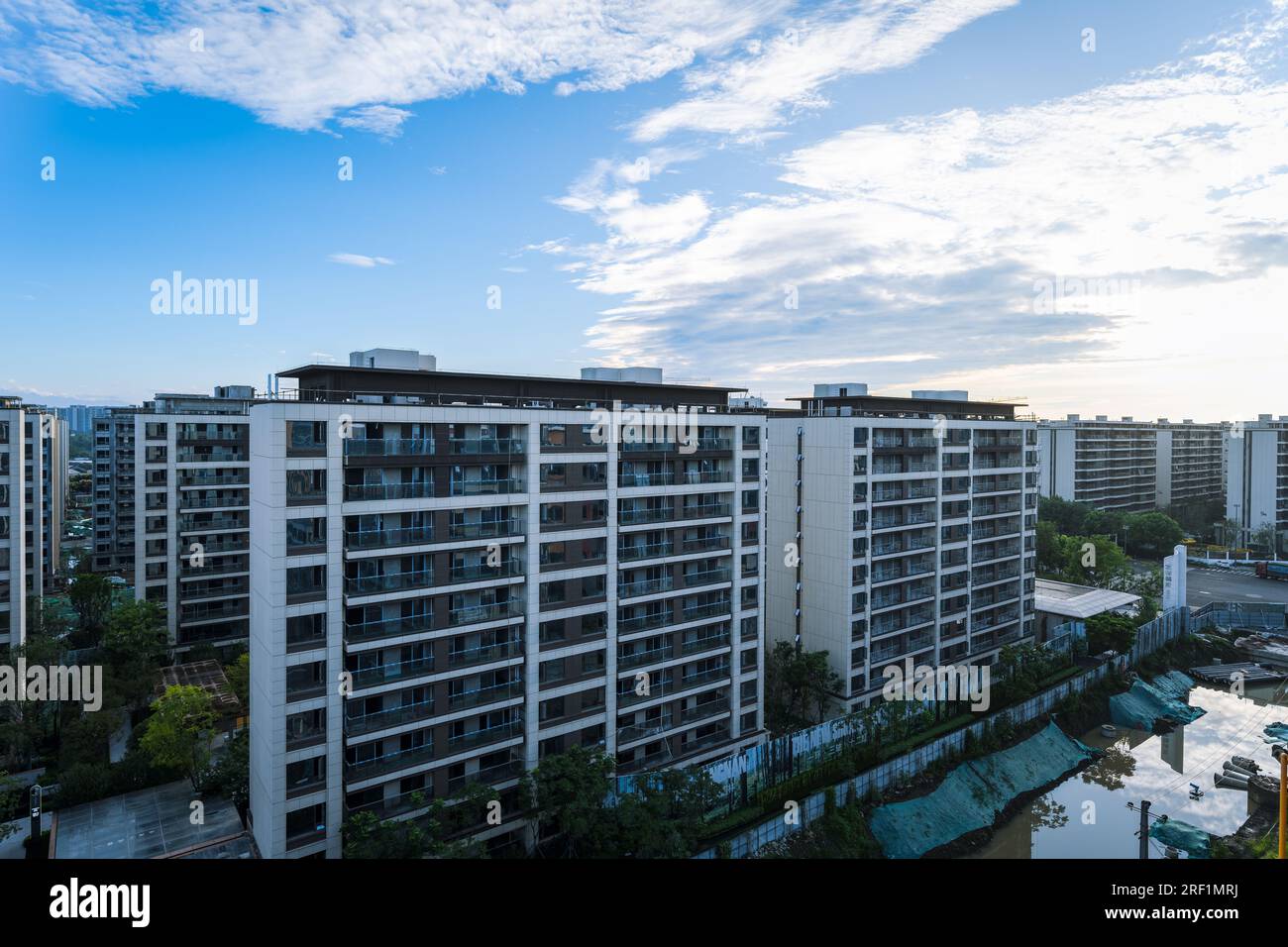 The sunrise over Chengdu apartment Stock Photo - Alamy